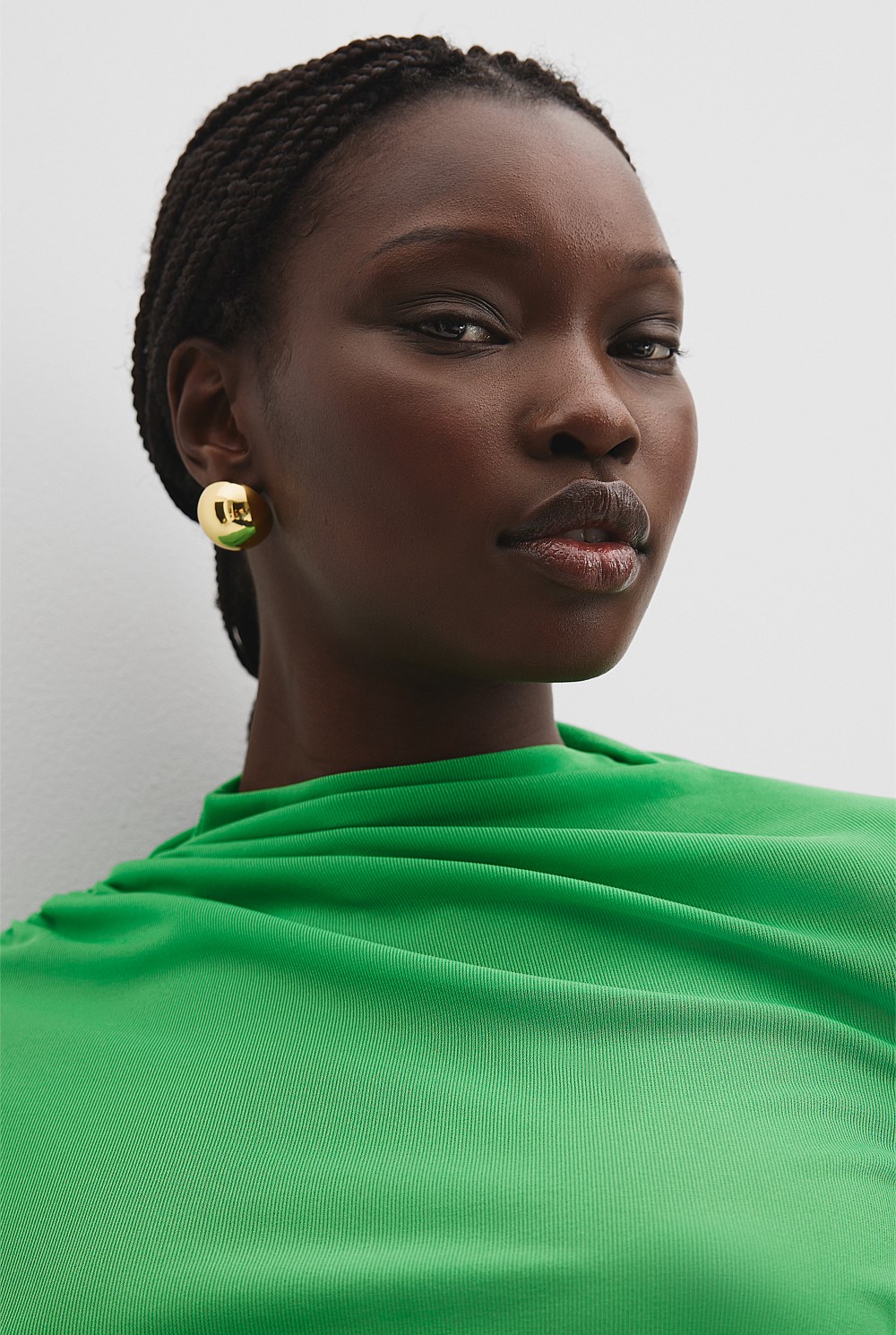 Jade Green Recycled Polyester Sheer Drape Top - T-Shirts & Tops ...