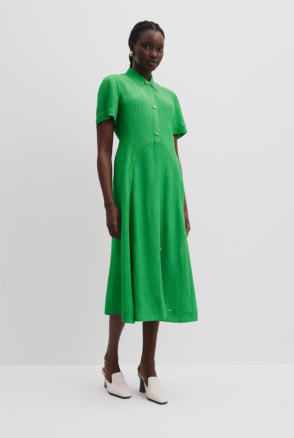 Jade Green Panelled Detail Midi Dress - Work | Country Road