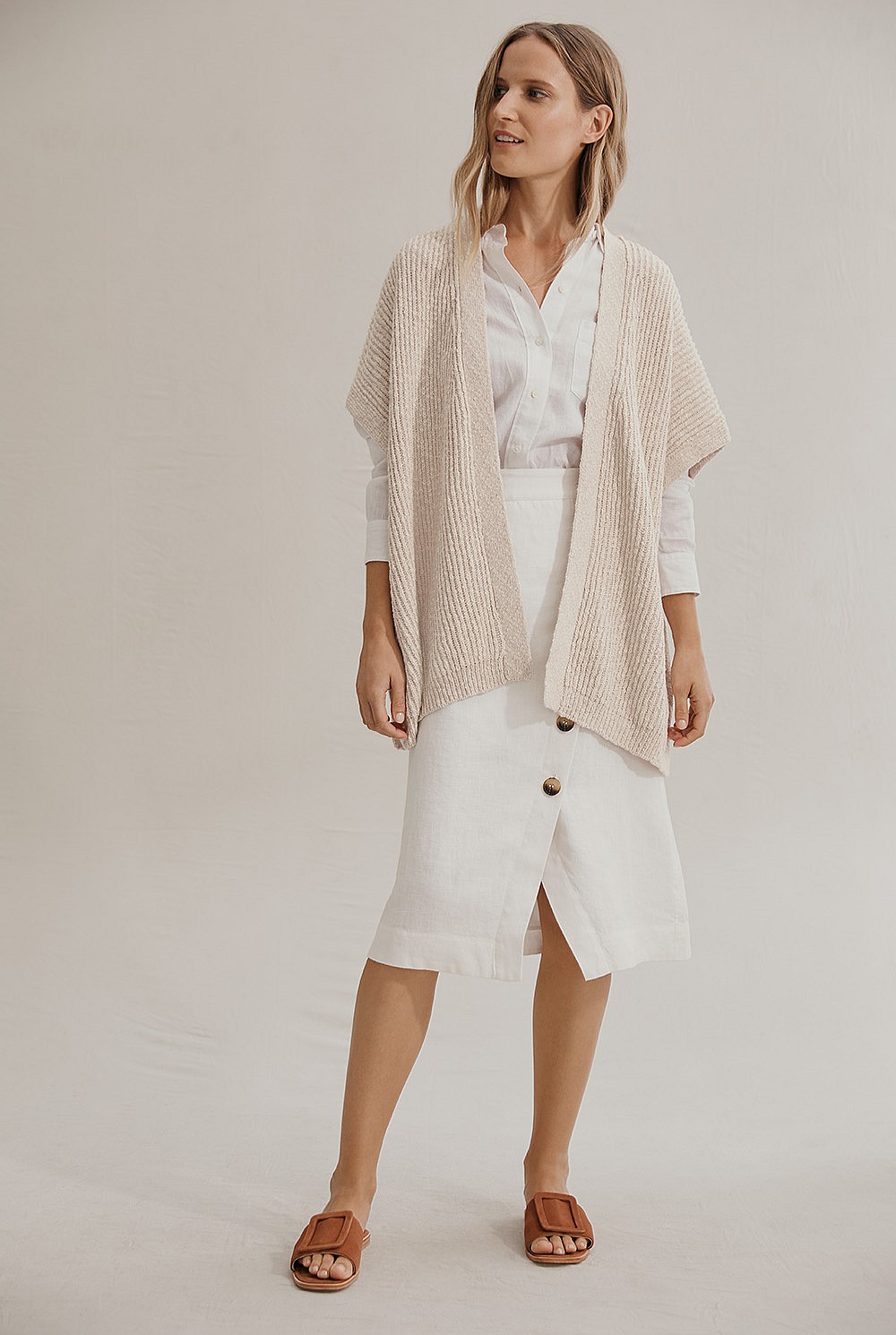 Antique White Ribbed Wrap - Hats, Scarves & Gloves | Country Road