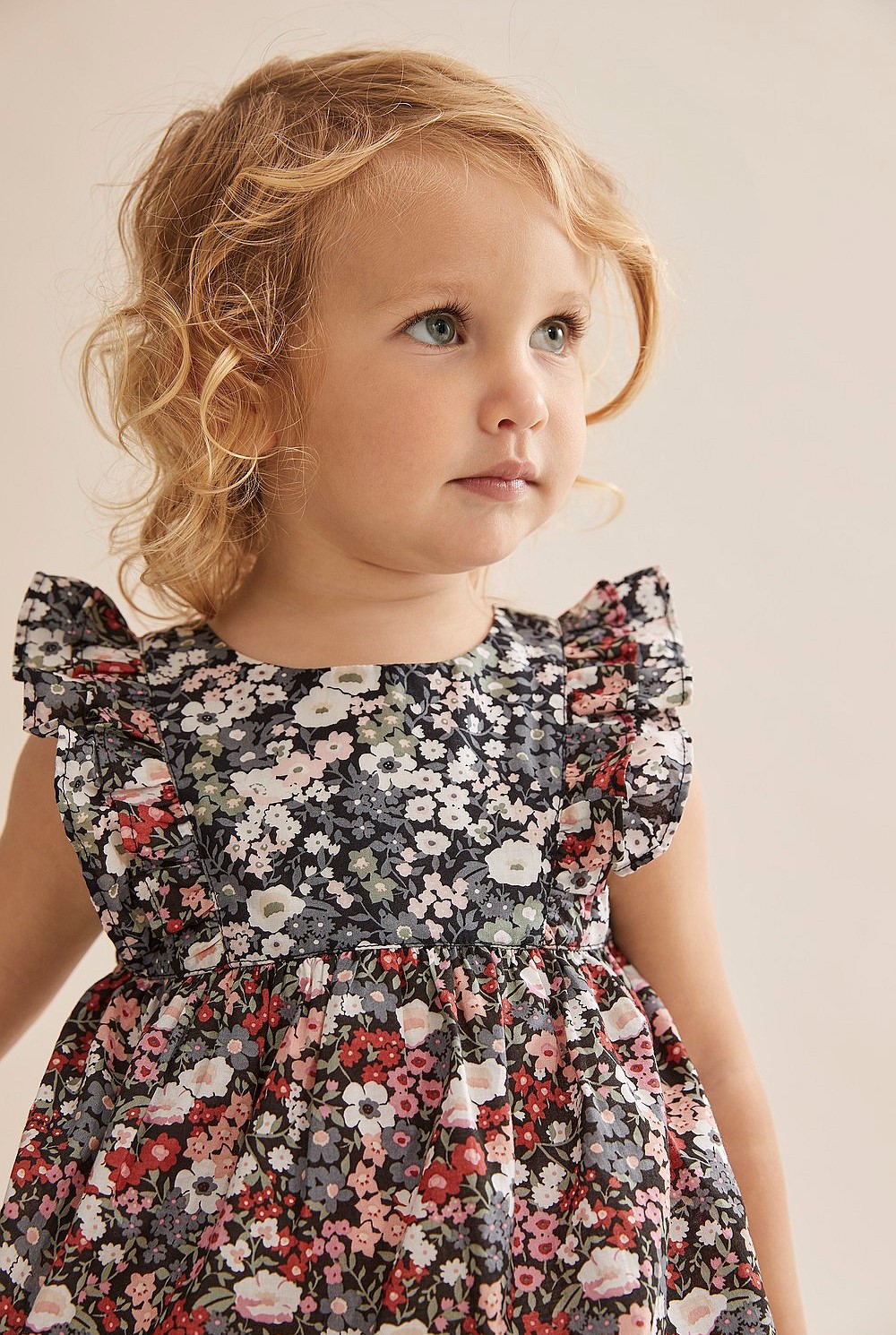 Charcoal Flower Frill Dress - Dresses | Country Road