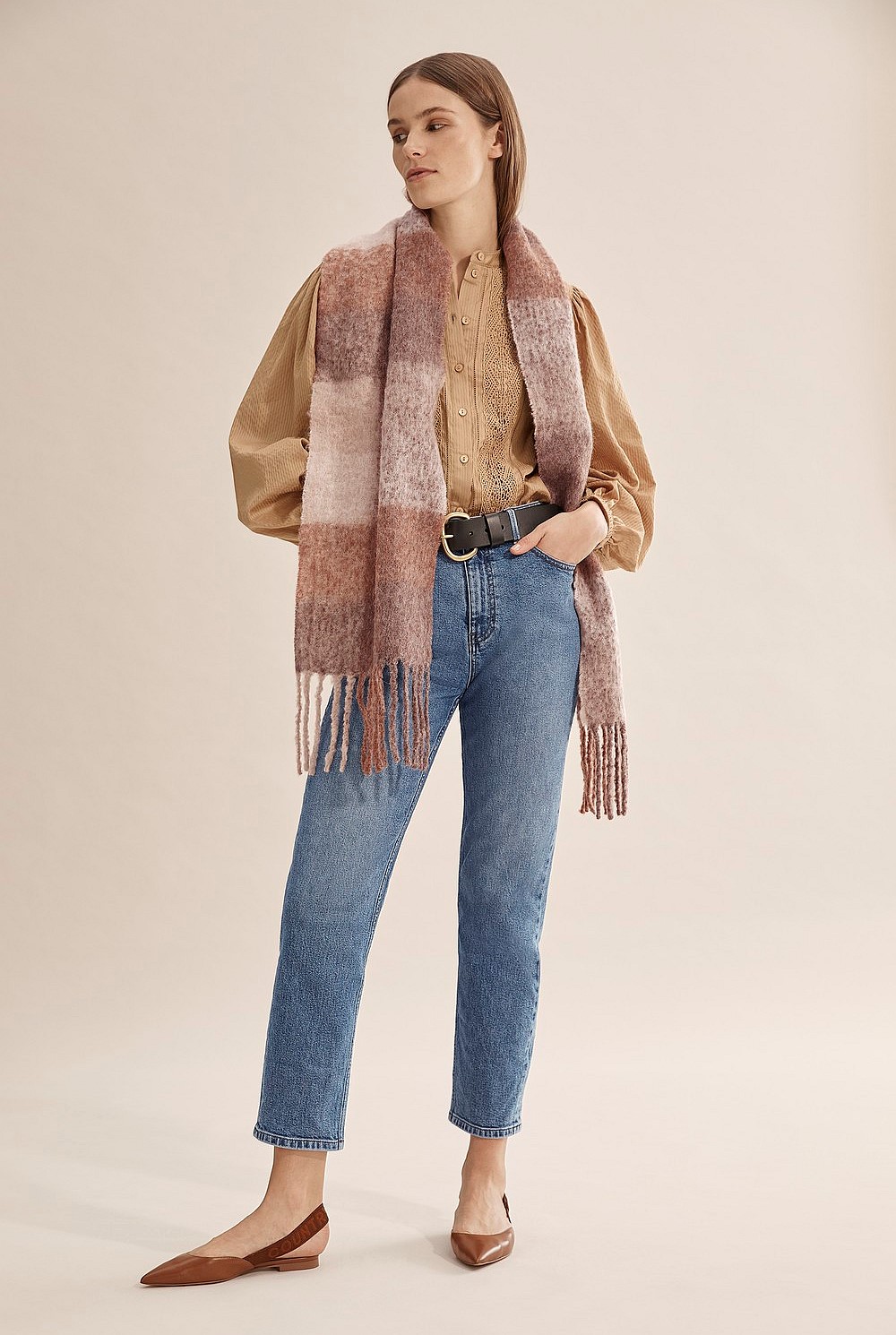 Brick Brown Check Scarf - Hats, Scarves & Gloves | Country Road