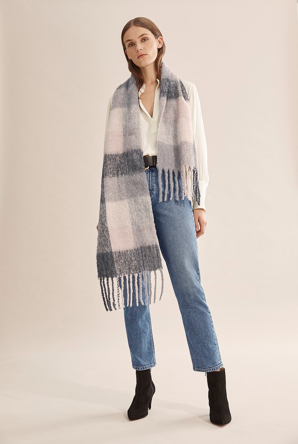 Soft Pink Check Scarf - Hats, Scarves & Gloves | Country Road