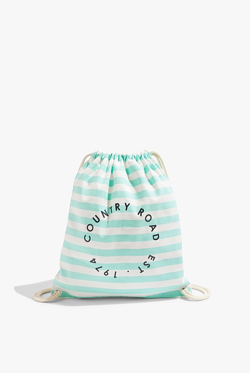 Mint Stripe Drawstring Bag - New Logo | Country Road