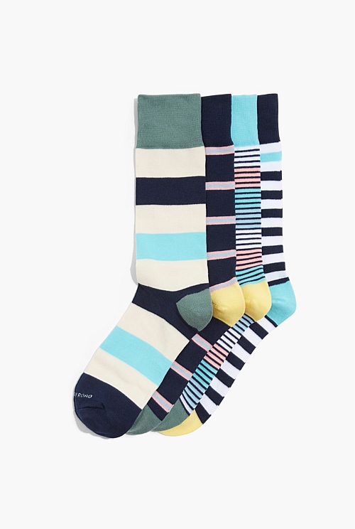 Multicolour Stripe Sock Pack of 4 - Socks | Country Road