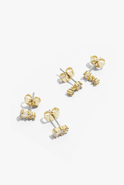 Gold Crystal Stud Pack - Earrings | Country Road