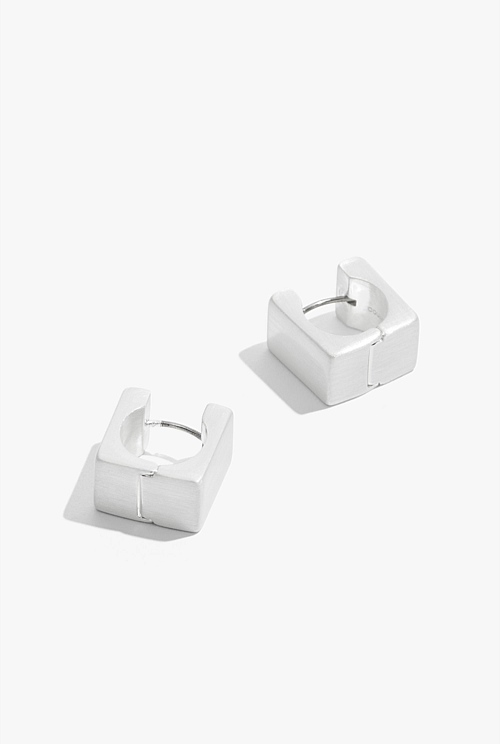 Silver Square Mini Hoop Earring - Earrings | Country Road