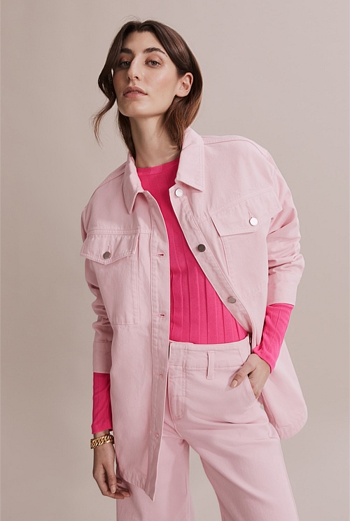 Blush Australian Cotton Denim Shacket - Natural Fibres | Country Road