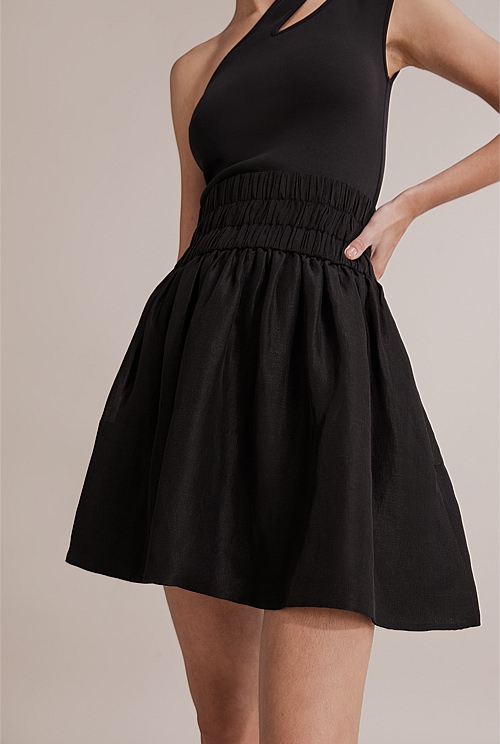 Black Gathered Mini Skirt - Skirts | Country Road