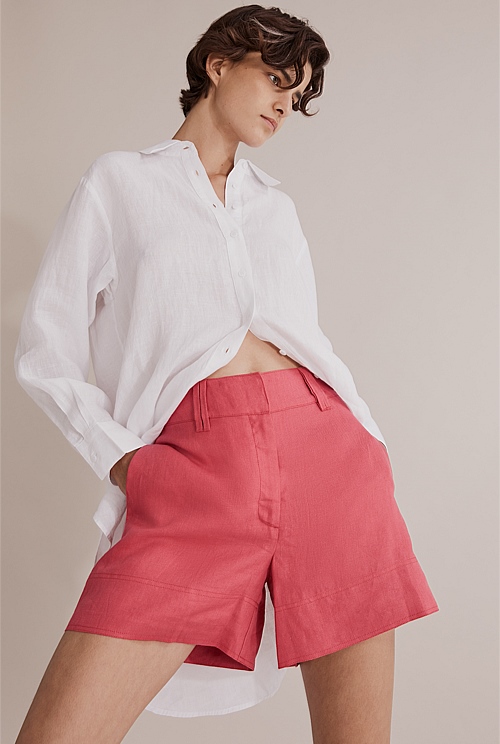 Primrose Organically Grown French Linen Wide Leg Short - Shorts ...