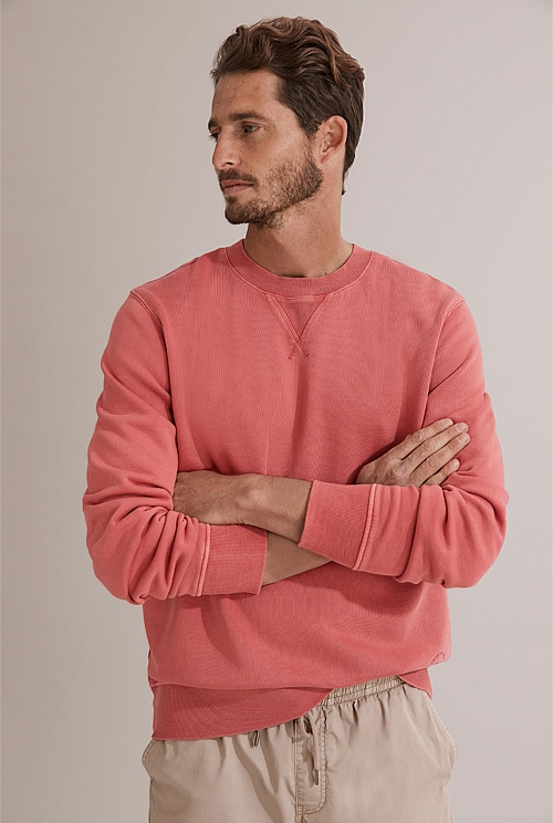 Coral Australian Cotton Garment Dyed Sweat - Australian Grown | Country ...