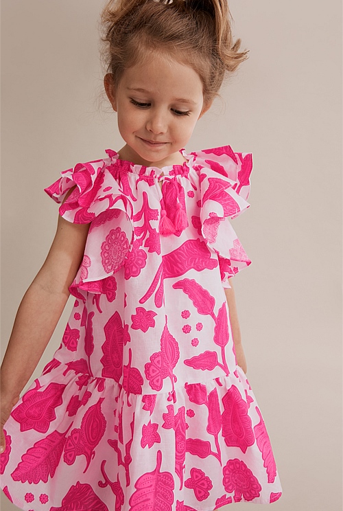 Marshmallow Multi Stamp Dress - Dresses | Country Road