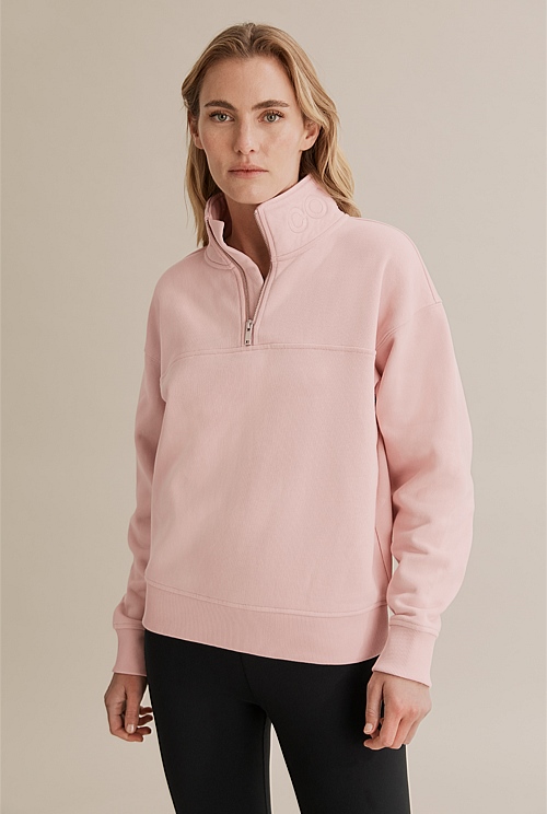 Pink Salt Australian Cotton Zip Collar Sweat - Australian Grown ...