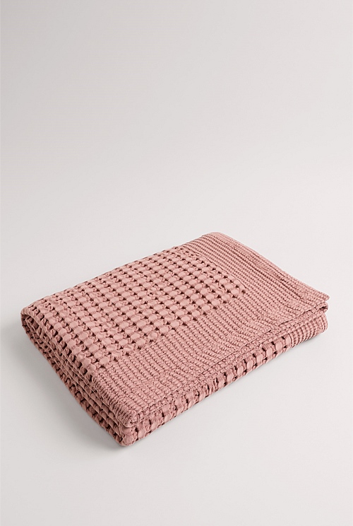 Pink Salt Eden Waffle Throw - Throws | Country Road