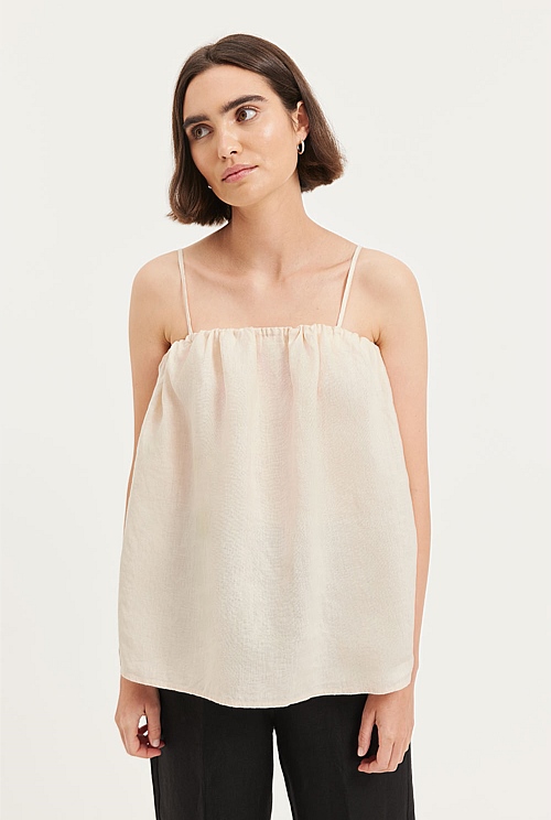 Nougat Elastic Detail Cami - Natural Fibres | Country Road