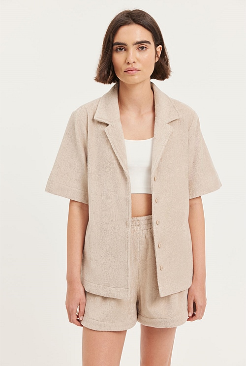 Sand Australian Cotton Terry Shirt - Natural Fibres | Country Road