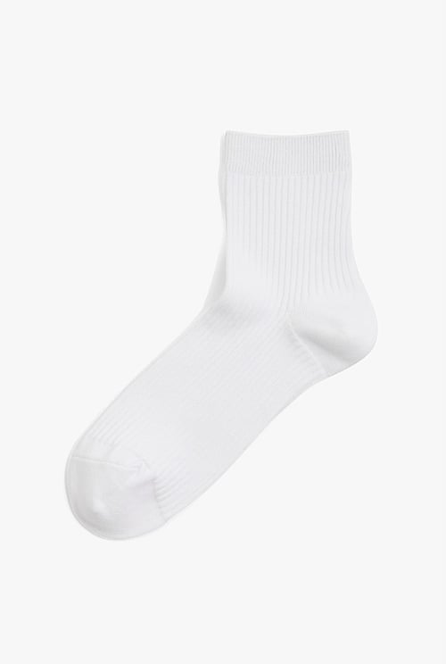 White Australian Cotton Blend Ribbed Quarter Crew Sock - Socks & Tights ...