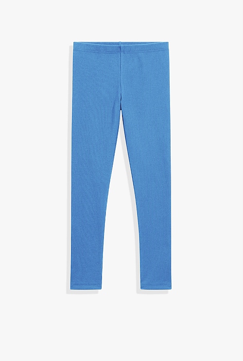 French Blue Organically Grown Cotton Blend Solid Rib Legging - Pants ...