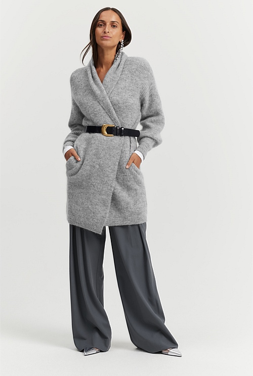 Soft Silver Marle Brushed Cardigan - Knitwear | Country Road