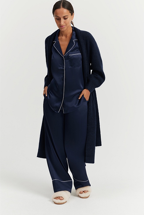 Navy Silk Pyjama Set - Sleepwear | Country Road