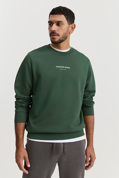 Algae Green Australian Cotton Modern Logo Sweat - Natural Fibres ...