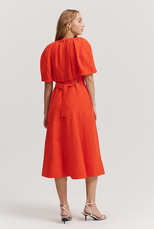 Sangria Gathered Neckline Midi Dress - Dresses | Country Road