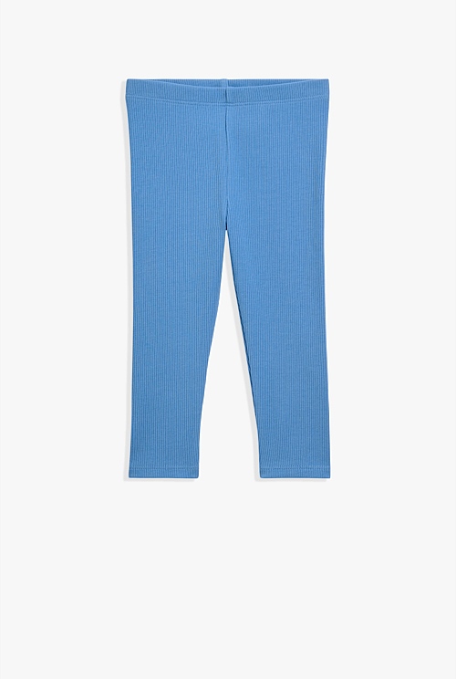 French Blue Organically Grown Cotton Blend Solid Rib Legging - Pants ...