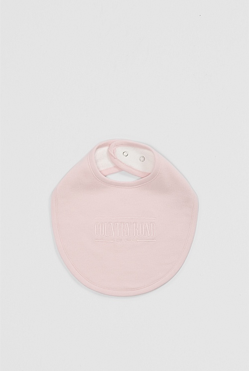 Mineral Pink GOTS-certified Organic Heritage Embroidered Bib ...