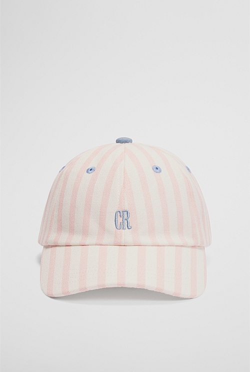 Mineral Pink Stripe Logo Cap - Natural Fibres | Country Road