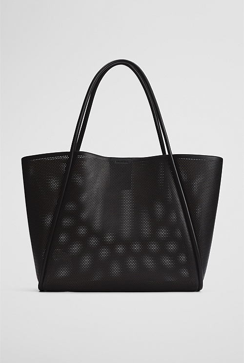 Black Perforated Tote - Bags | Country Road