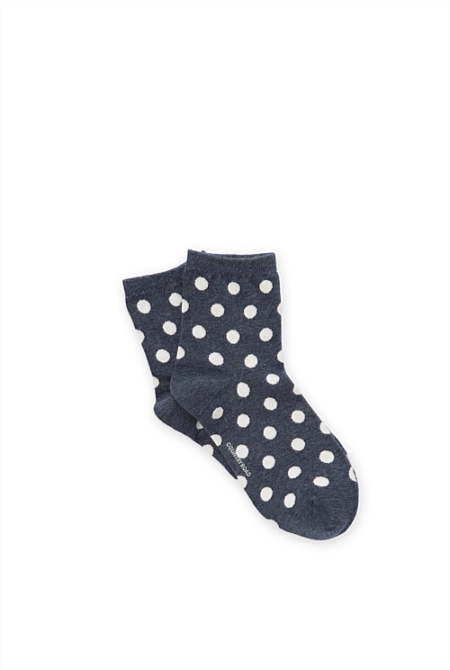 Denim Dot Quarter Crew Socks - Socks & Tights | Country Road