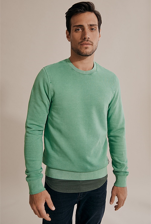 Green Garment Dyed Crew Sweat - Sweats | Country Road