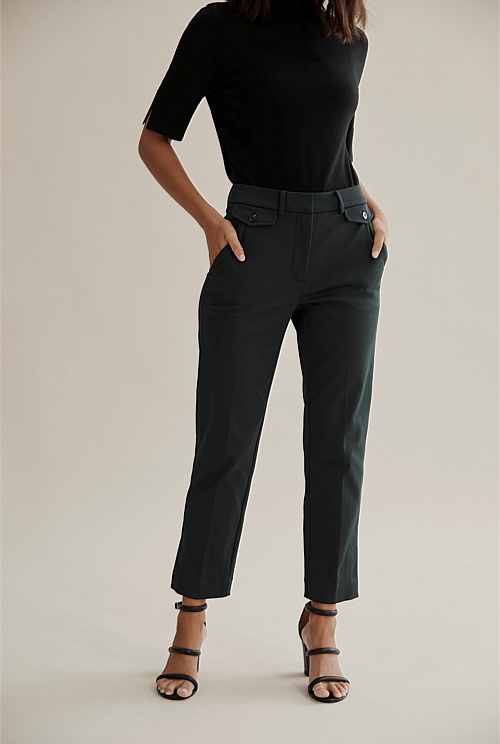 Emerald Double Cloth Slim Pant - Pants | Country Road