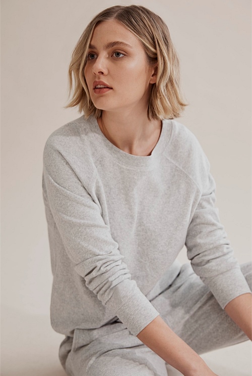 Light Grey Marle Crew Neck Pullover - Sleepwear | Country Road