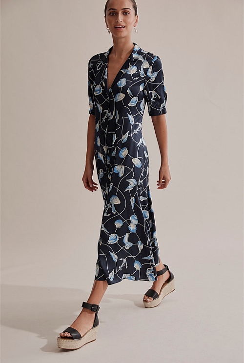 Ink Shell Print Dress - Dresses | Country Road