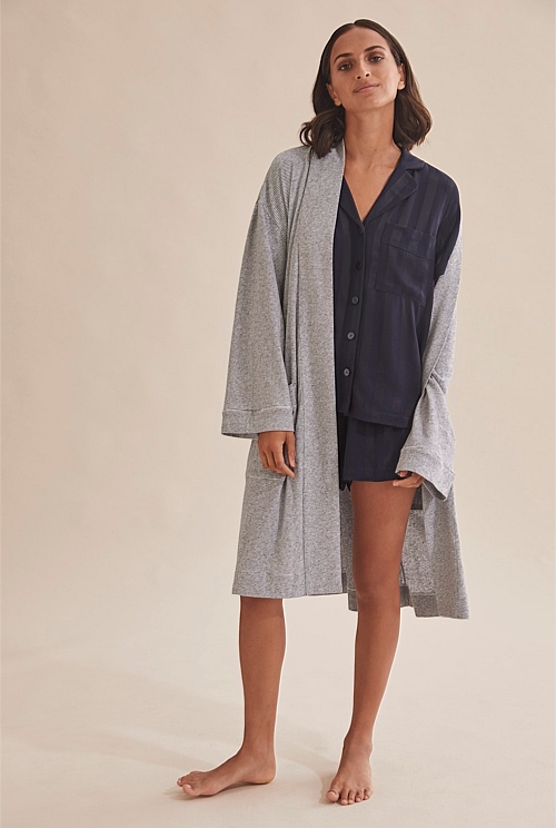 White Stripe Jersey Pyjama Robe - Sleepwear | Country Road