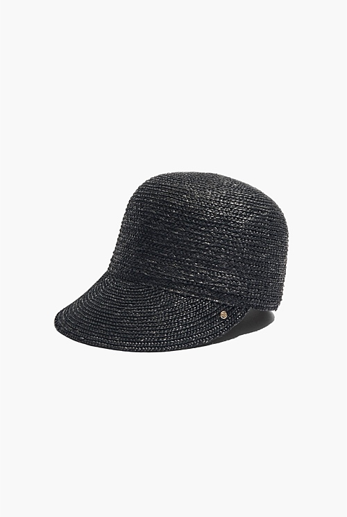 Black Straw Round Cap - Hats, Scarves & Gloves | Country Road