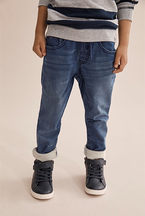 Denim Dobby Denim Jogger - Pants | Country Road