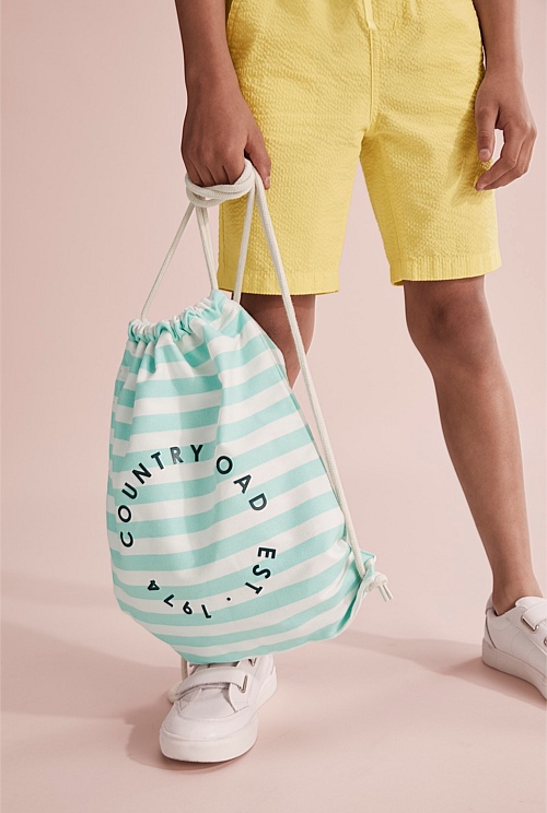 Mint Stripe Drawstring Bag - New Logo | Country Road