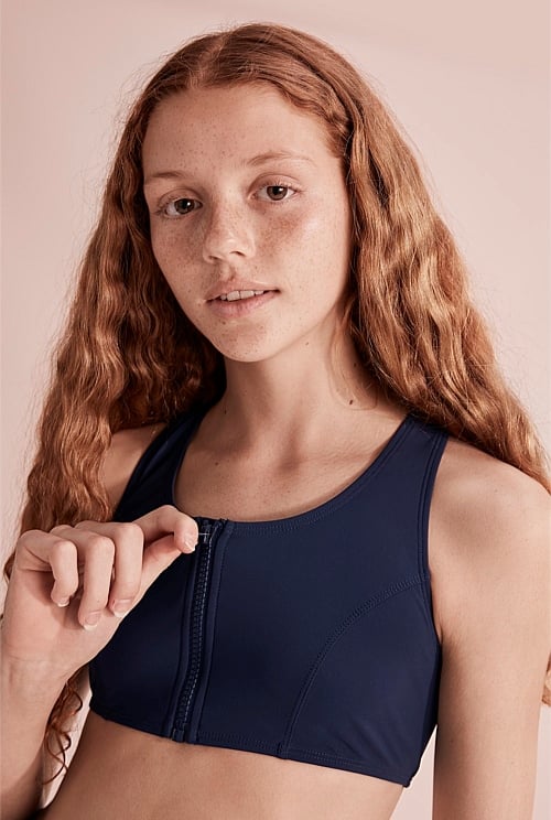 Teen Recycled Nylon Zip Bikini Top - New Logo | Country Road