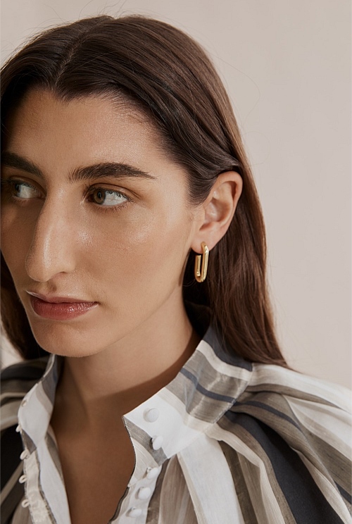 Gold Libby Oval Hoop - Earrings | Country Road