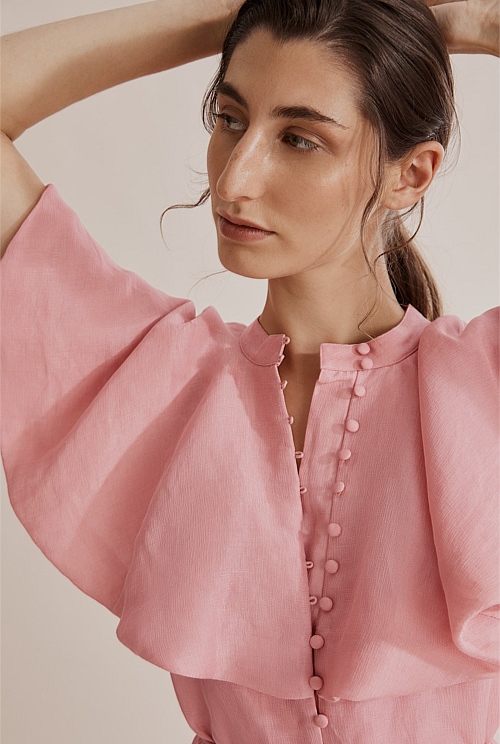 Powder Pink Bib Ruffle Tiered Dress - Dresses | Country Road