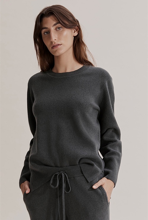 Charcoal Melange Knit Lounge Pullover - Sleepwear | Country Road