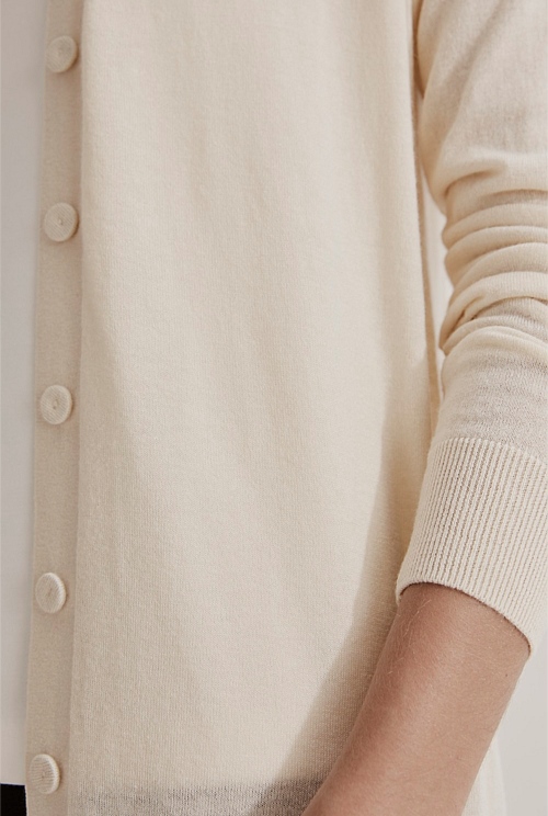 Oat Australian Merino Wool Silk Longline Cardigan - Natural Fibres ...