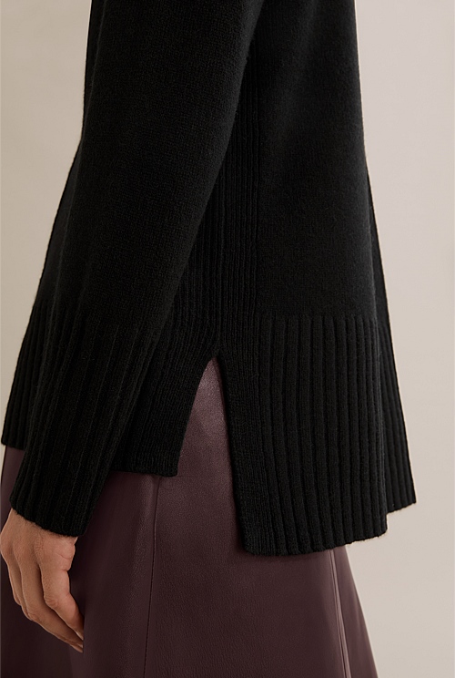 Black Crew Neck Pullover - Knitwear | Country Road