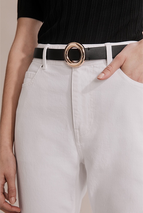 Black Solid Ring Belt - Belts | Country Road