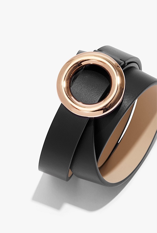 Black Solid Ring Belt - Belts | Country Road