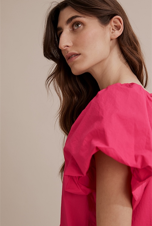 Pomegranate Ruched Front Popover - Natural Fibres | Country Road