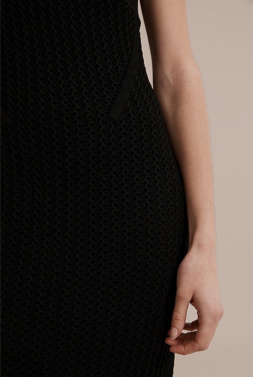 Black Textured Knit Dress - Knitwear | Country Road