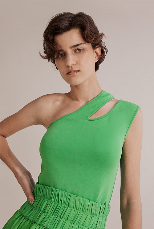 Jewel Green One Shoulder Tank - T-Shirts & Tops | Country Road