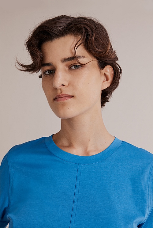 Moroccan Blue Structured Fashion T-Shirt - T-Shirts & Tops | Country Road